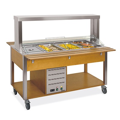 80x68x144 Heated Self-Service Buffet Trolley - Adjustable Sneeze Guard ...