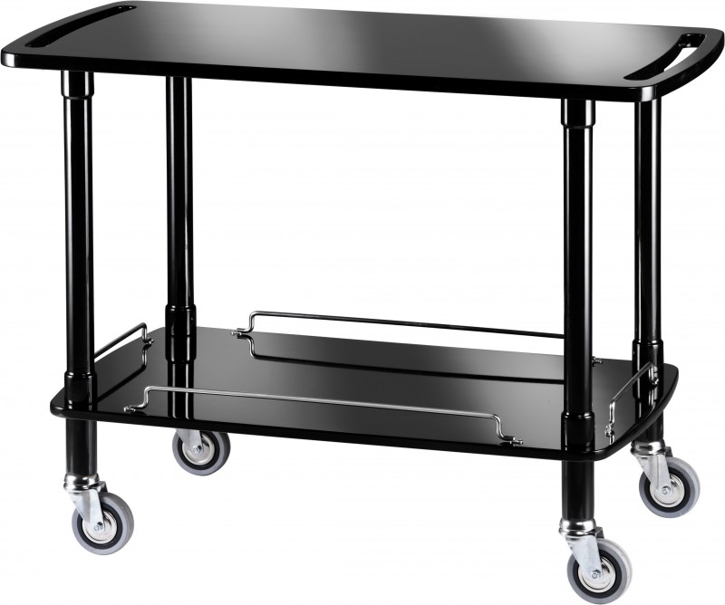 110x55x82cm 2 Tier Wooden Service Trolley - Black