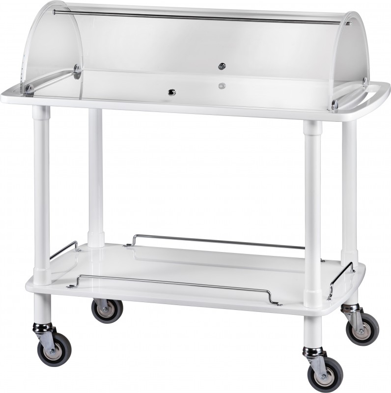 2 Tier Cake, cheese and hors d oeuvres Wooden Service Trolley - White